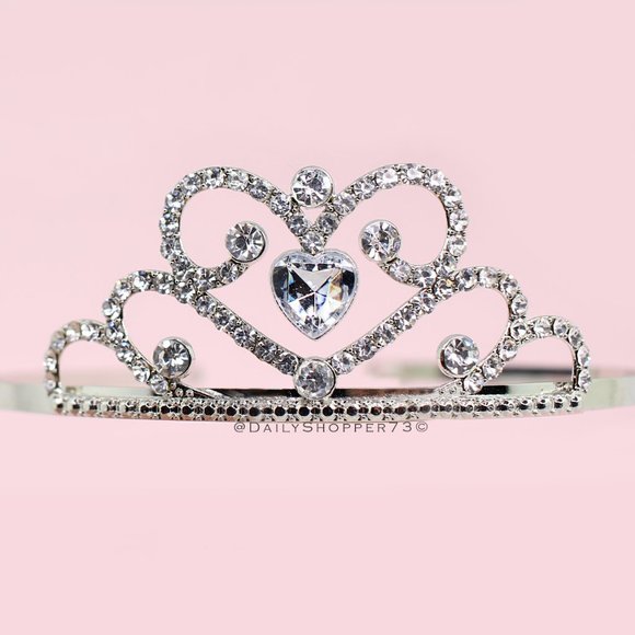 Primark | Accessories | Primark Girls Silver Heart Glass Rhinestone ...